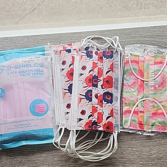 Al shields | Other | Disposable Face Masks Floral And Tiedye | Poshmark